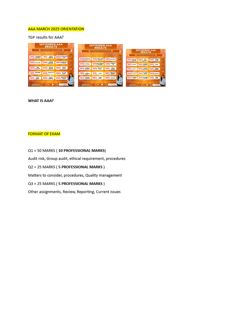 AAA March 2025 Orientation Guide | PDF