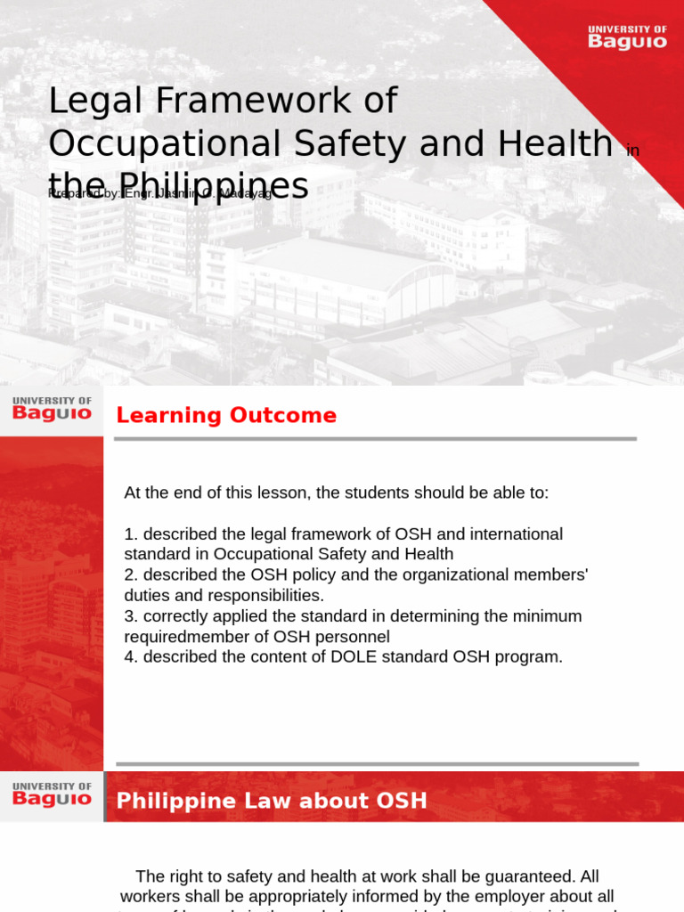 2 Presentation For Legal Framework of OSH OSH Program 2 | PDF | Occupational Safety And Health ...