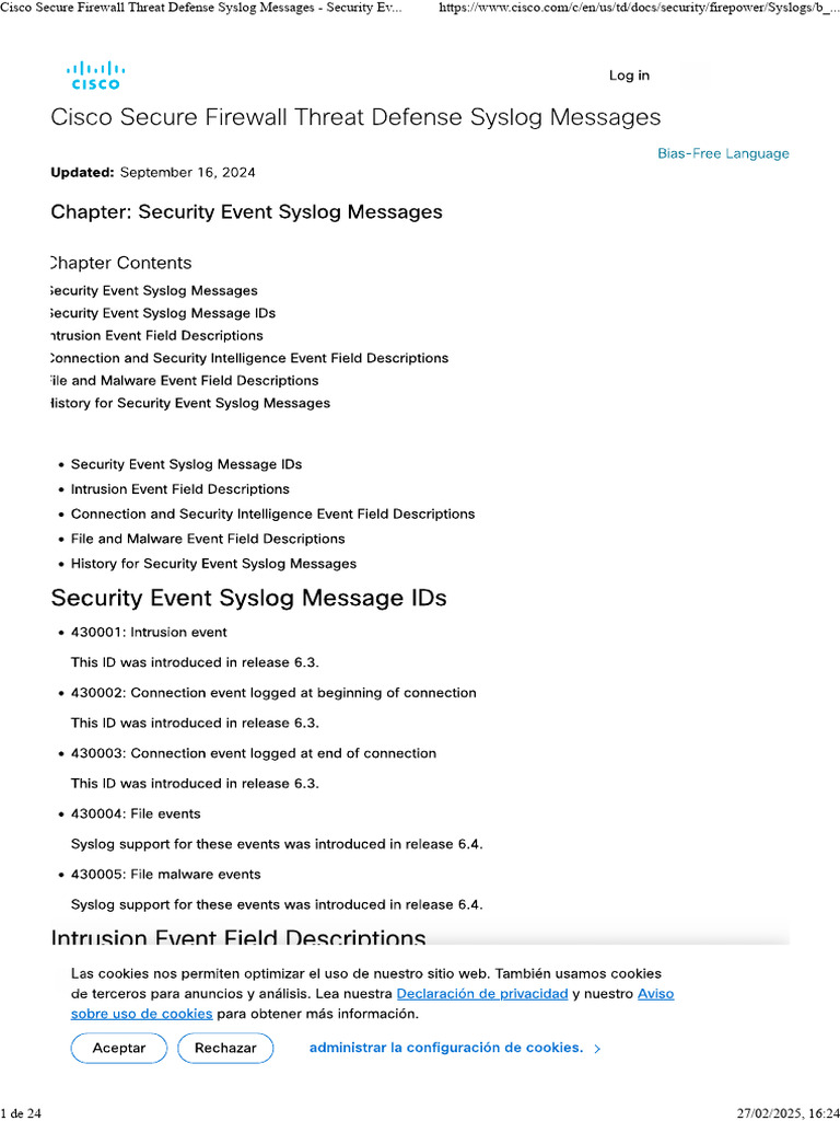 Cisco Secure Firewall Threat Defense Syslog Messages | PDF | Firewall (Computing) | Internet ...