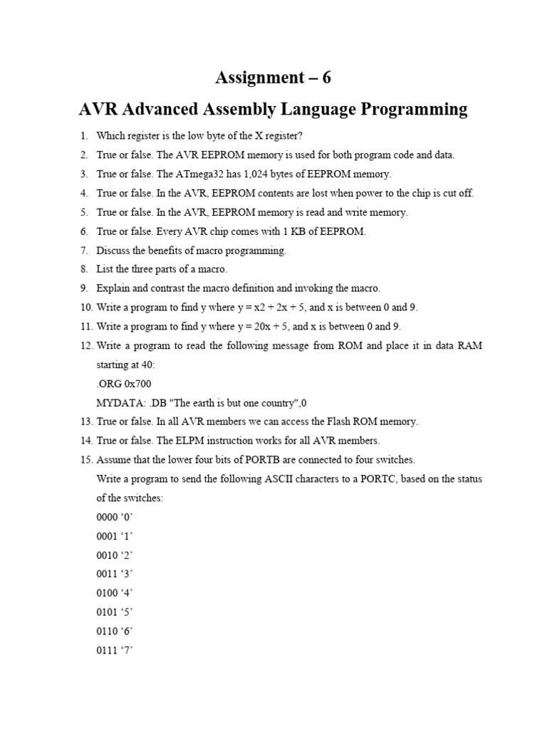 Advance Assembly Language Programming Pdf Binary Coded Decimal Read Only Memory