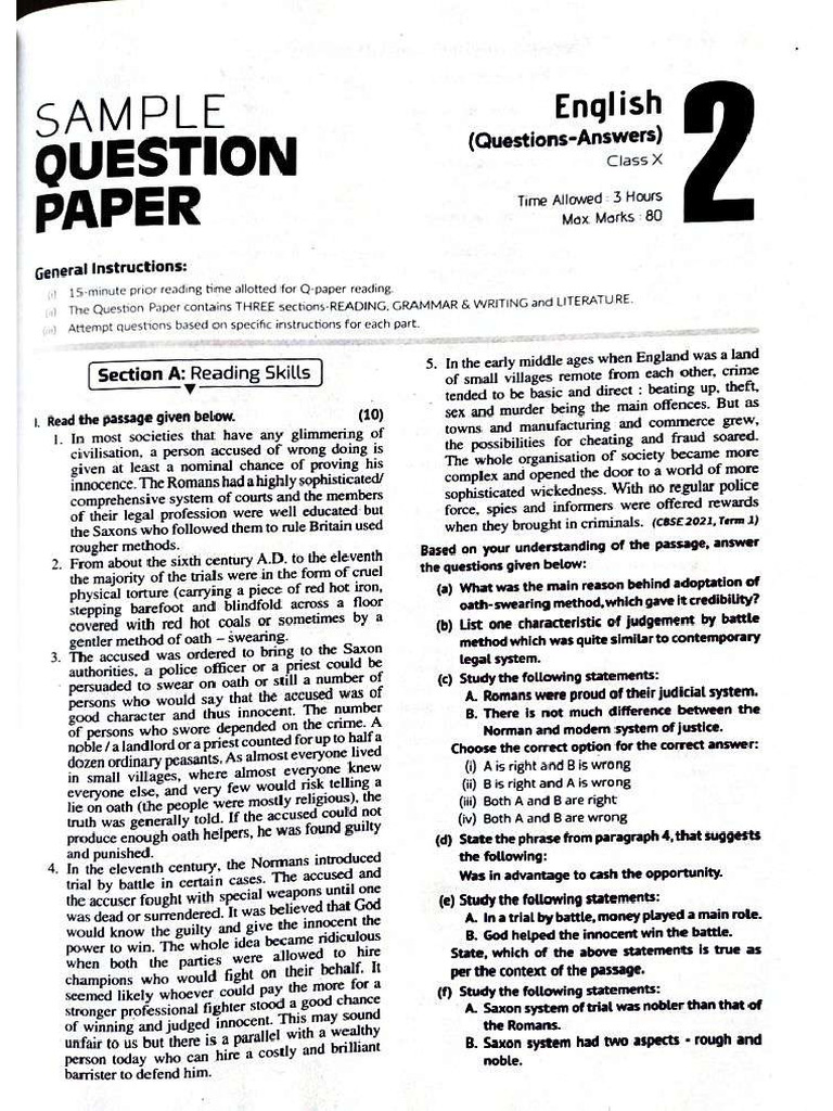 Samadhaan - English Sample paper 2 | PDF