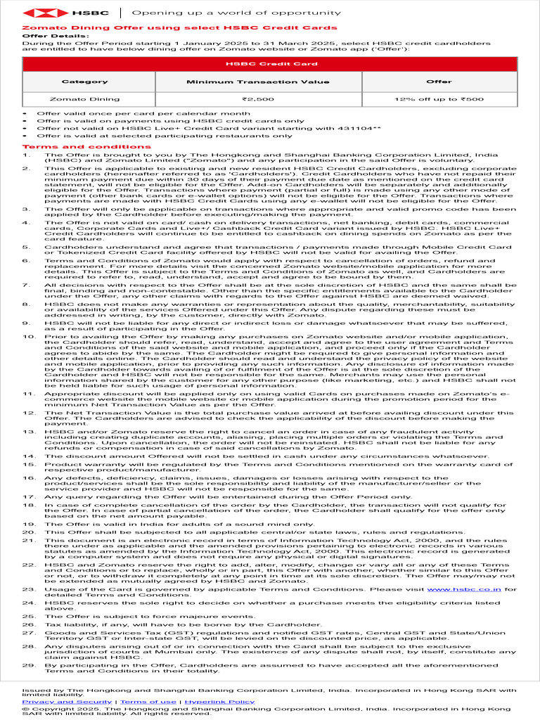 zomato-tnc | PDF | Credit Card | Private Law