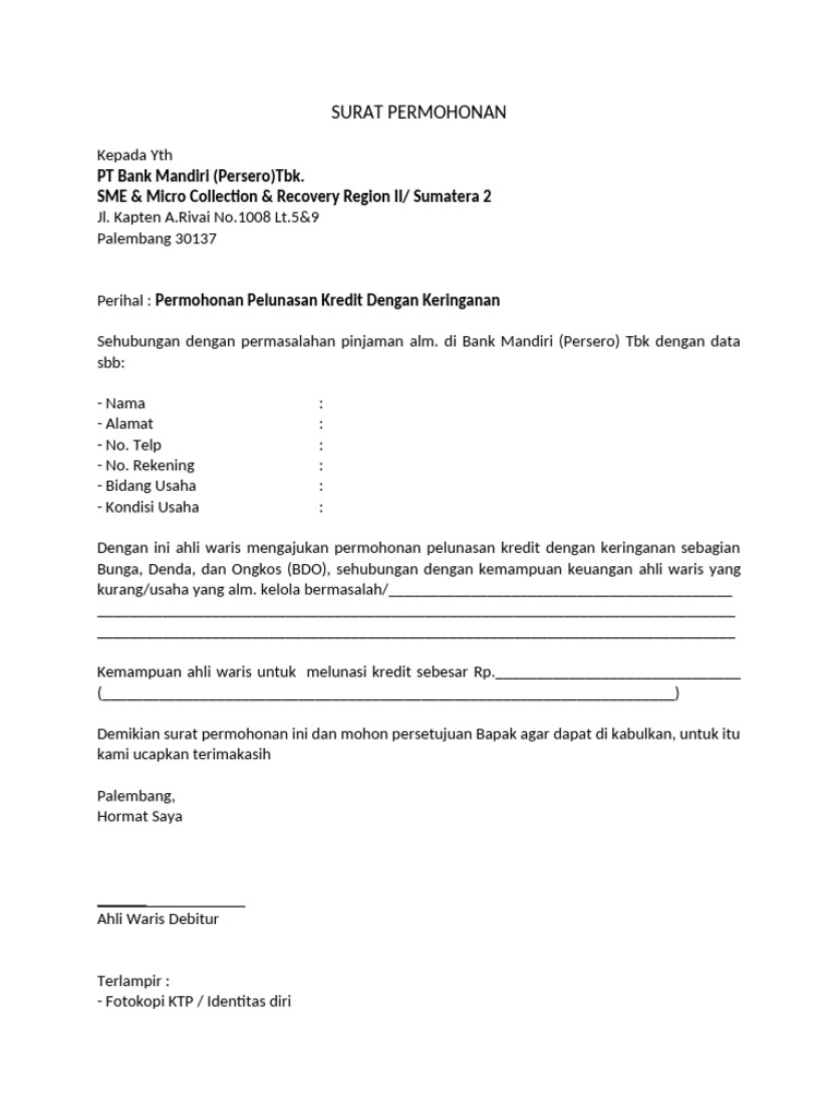 Surat Permohonan Bdo | PDF