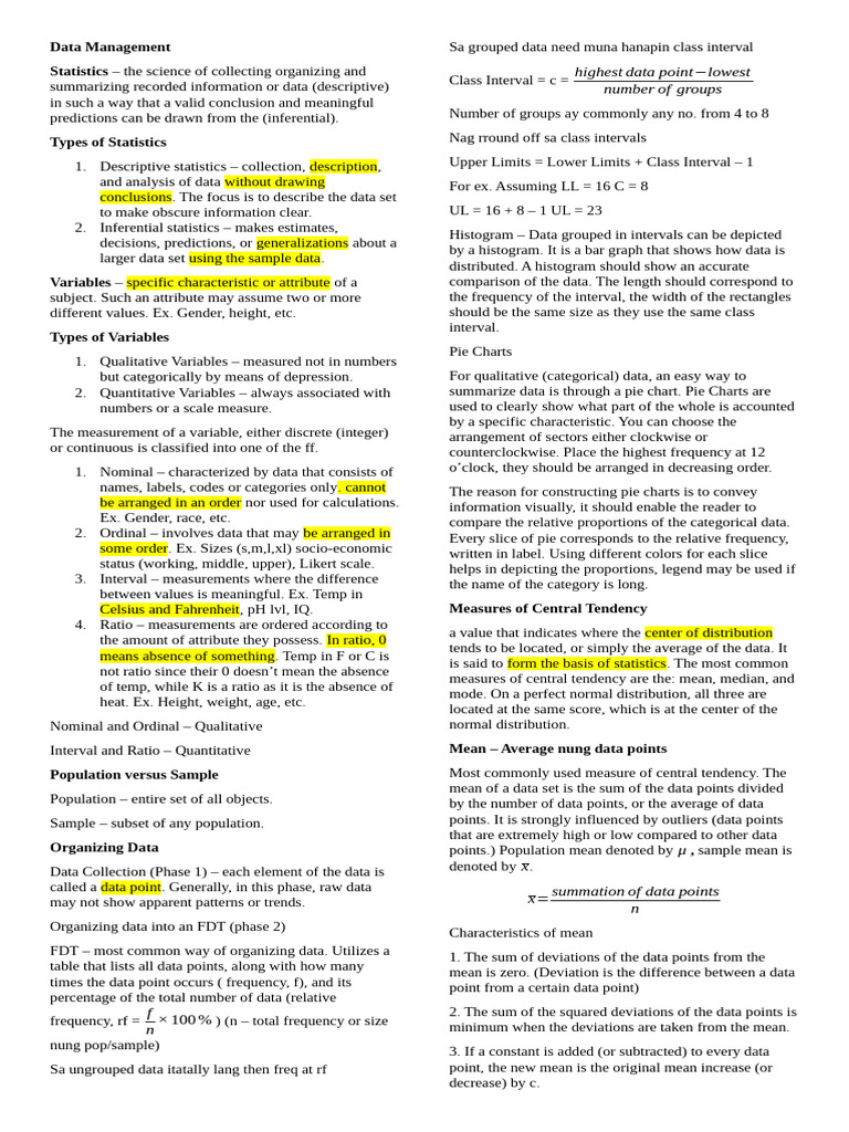 MMW Data Management | PDF | Statistics | Mean MMW Data Management | PDF | Statistics | Mean