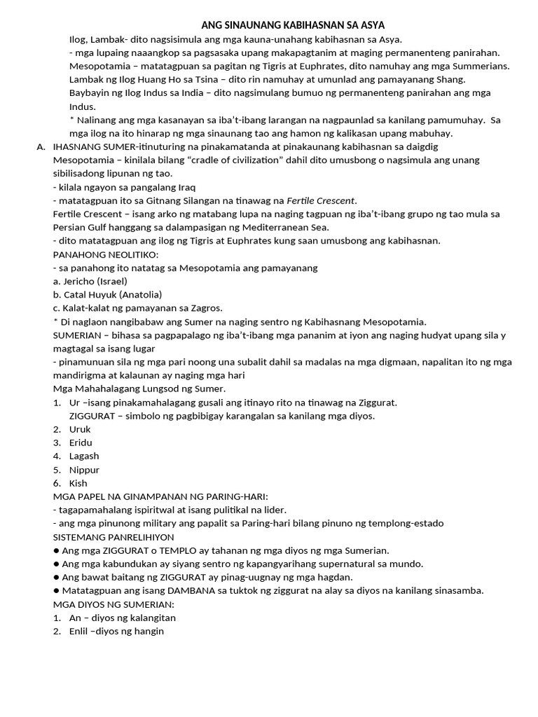 Ang Sinaunang Kabihasnan Sa Asya | PDF