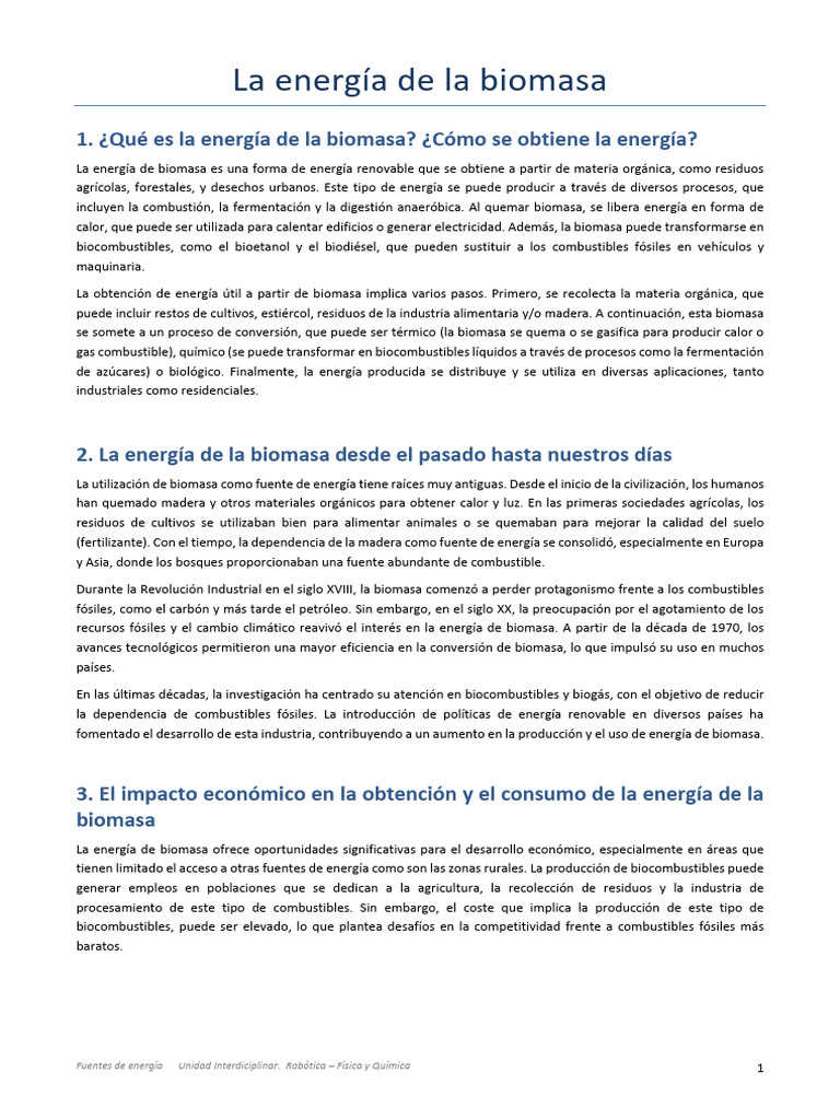 La energía biomasa | PDF | Biomasa | Biocombustible