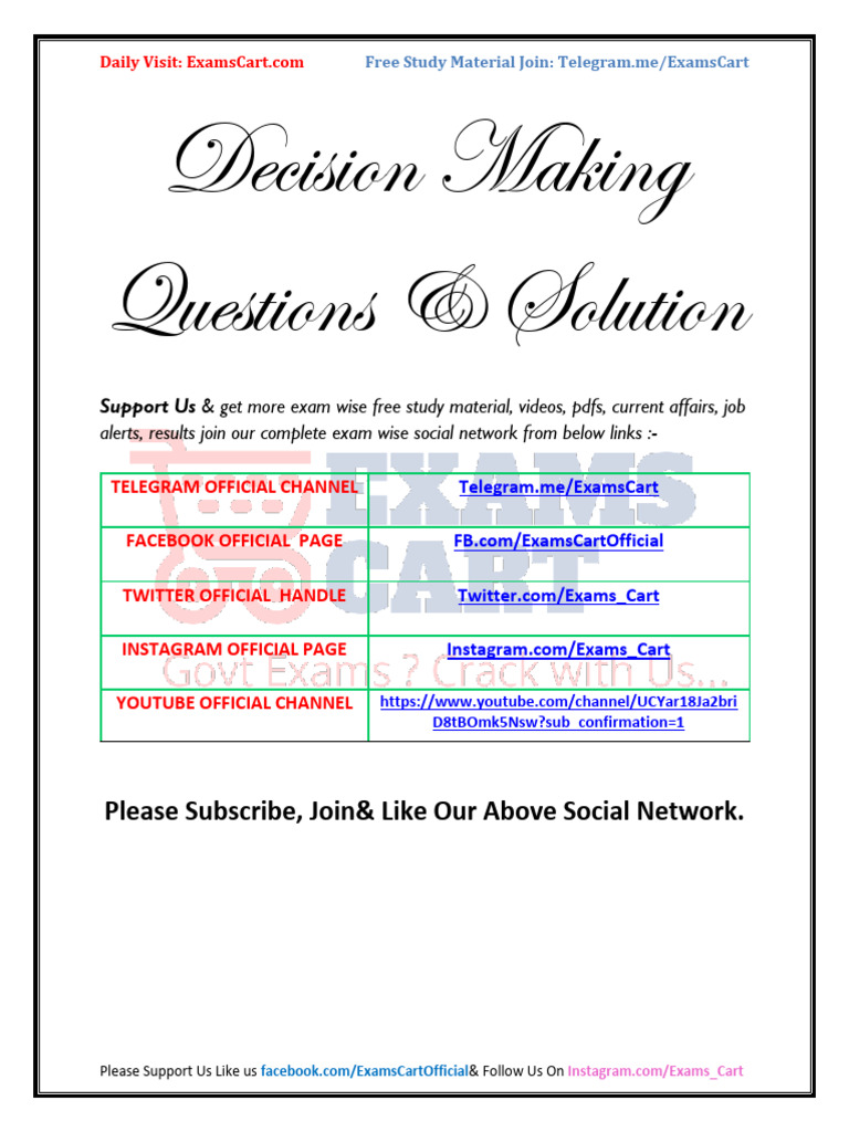 Decision Making Questions & Solution: Please Subscribe, Join& Like Our ...
