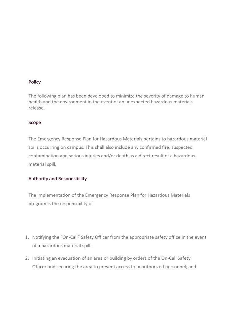 Hazardous Materials Emergency Plan | PDF | Dangerous Goods | Laboratories