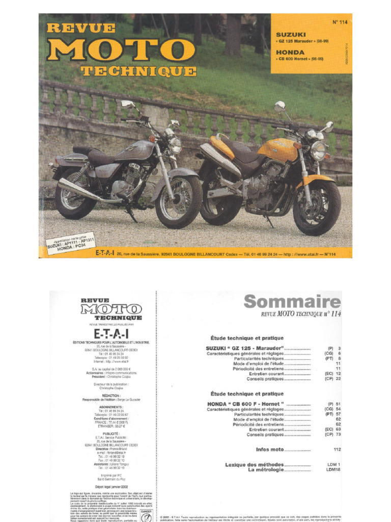 Fiche Technique 600 Hornet 2002