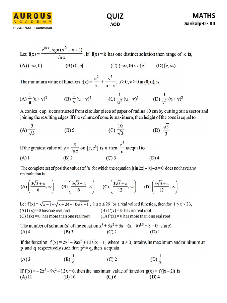 Quiz - AOD-2 For Class XII | PDF