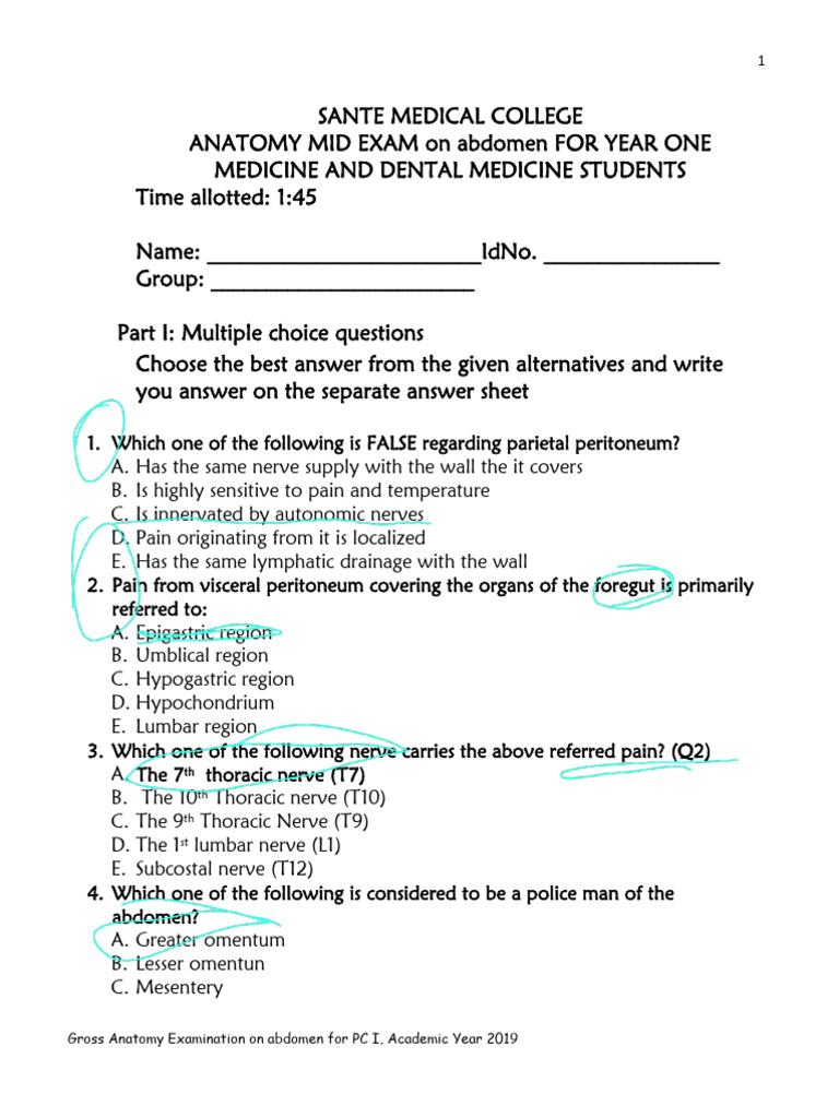 Q2 SMC Mid Year Exam On Abdomen 1 (2) - 241026 - 002627 | PDF | Stomach ...