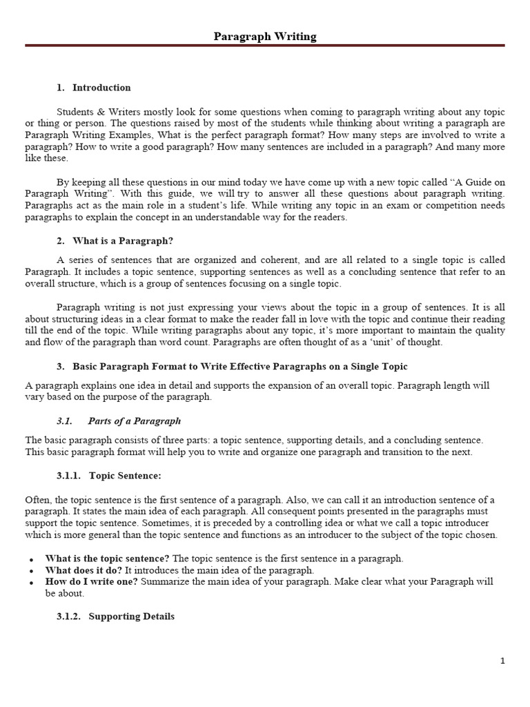 1. Paragraph Writing | PDF | Paragraph | Cognitive Science