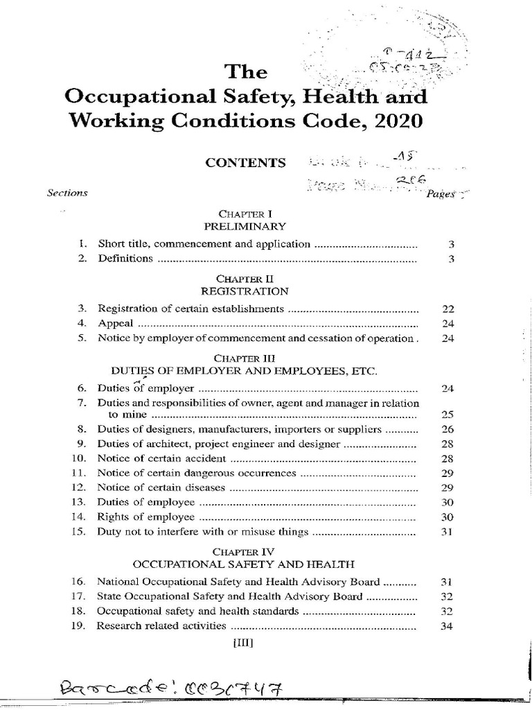 Occupational Safety, Health and Working Conditions Code 2020 | PDF