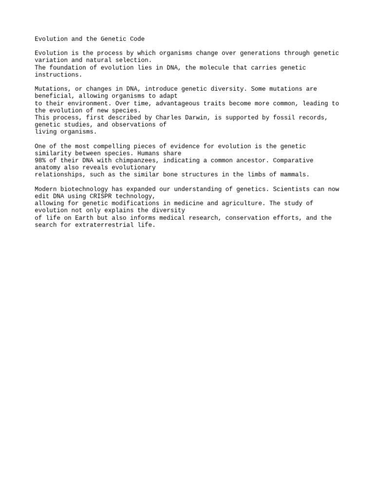 Evolution and The Genetic Code | PDF