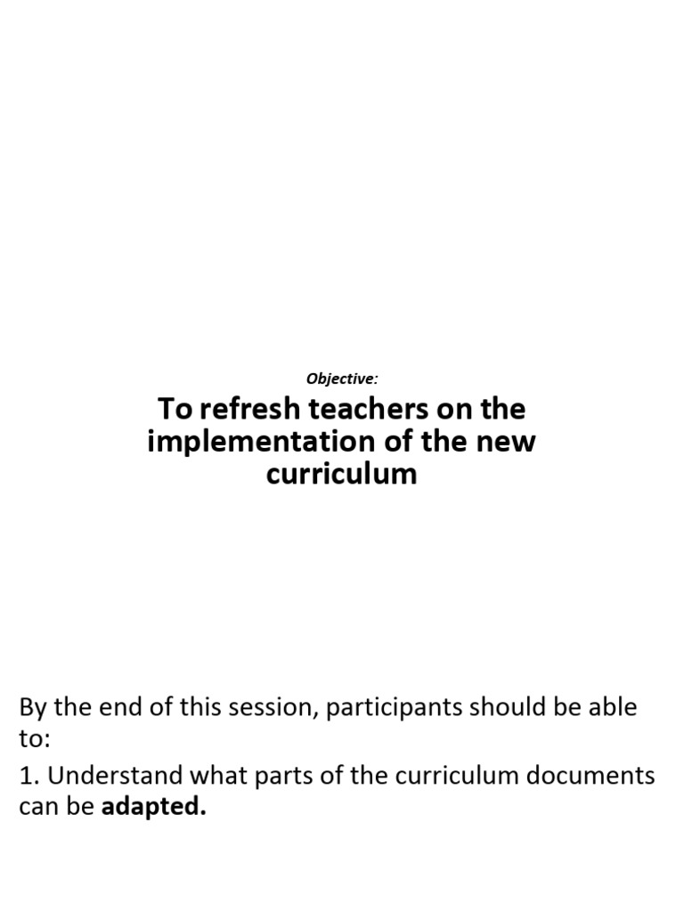 Refresher Workshop On The New Lower Secondary Curriculum Pdf 4439