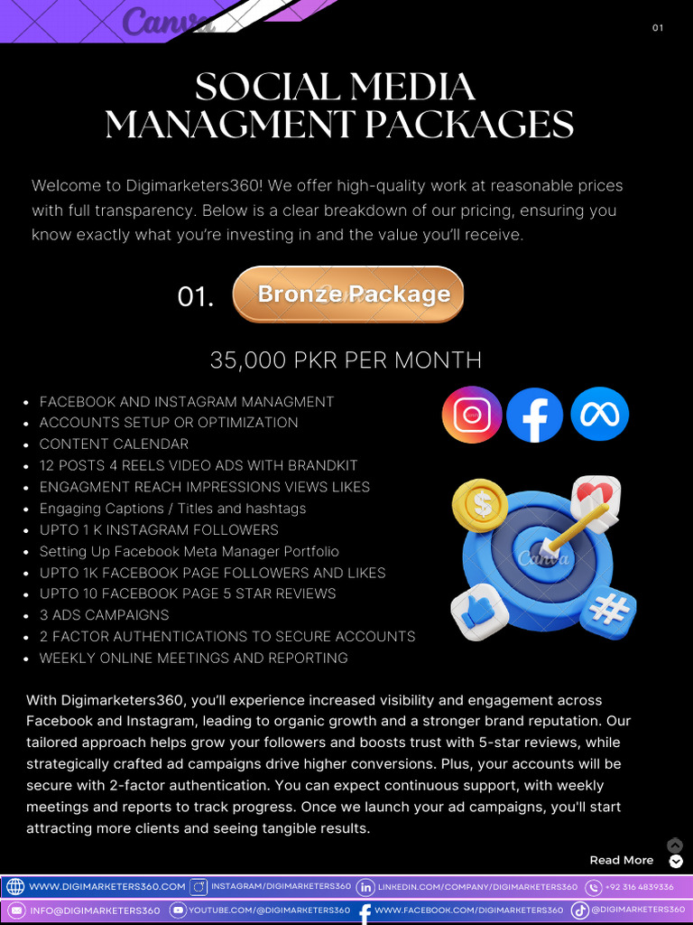 Digi Marketers360 Prices and Packages | PDF | Pricing | Facebook