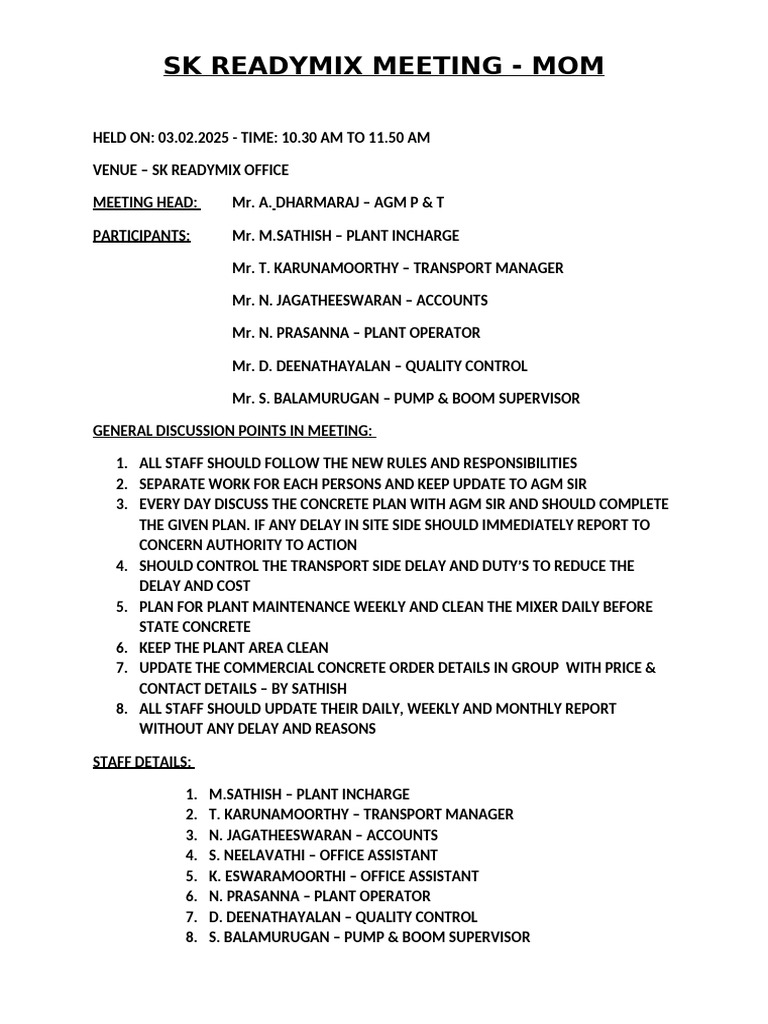 Mom - Agm Meeting 03.02.2025 - RMC | PDF | Concrete