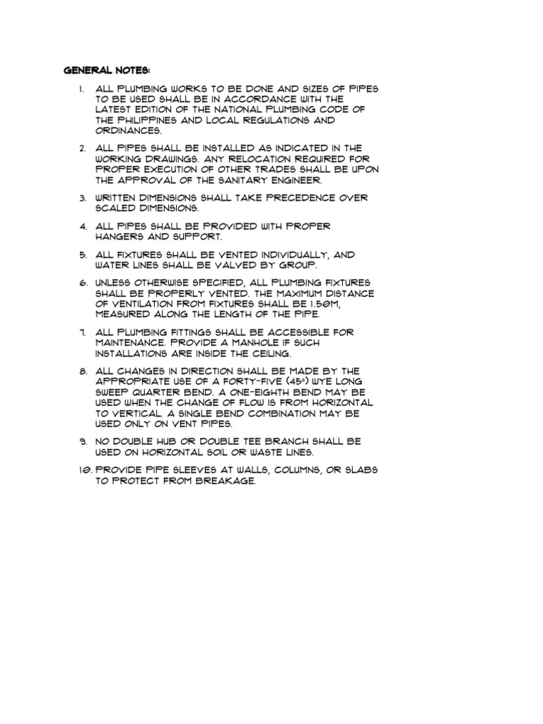 GENERAL NOTE Plumbing | PDF