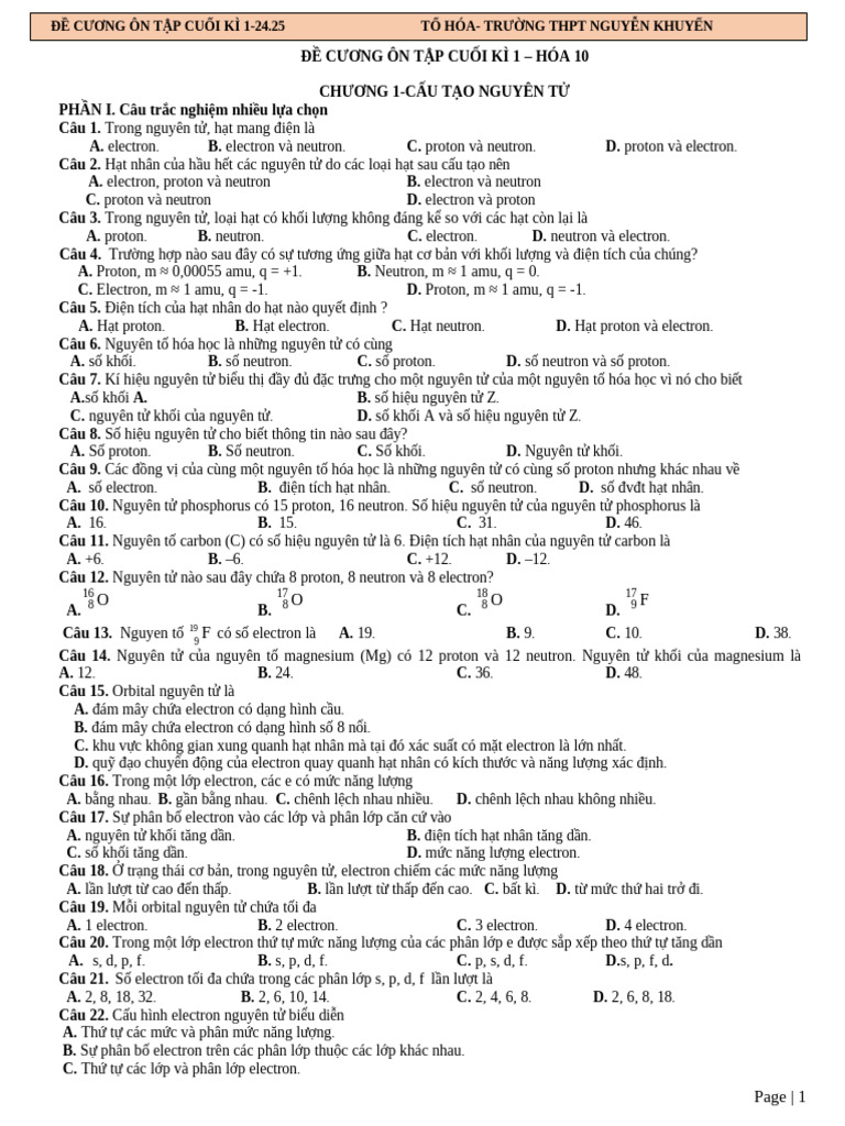 De Cuong On Tap Ck1 - 24.25 | PDF