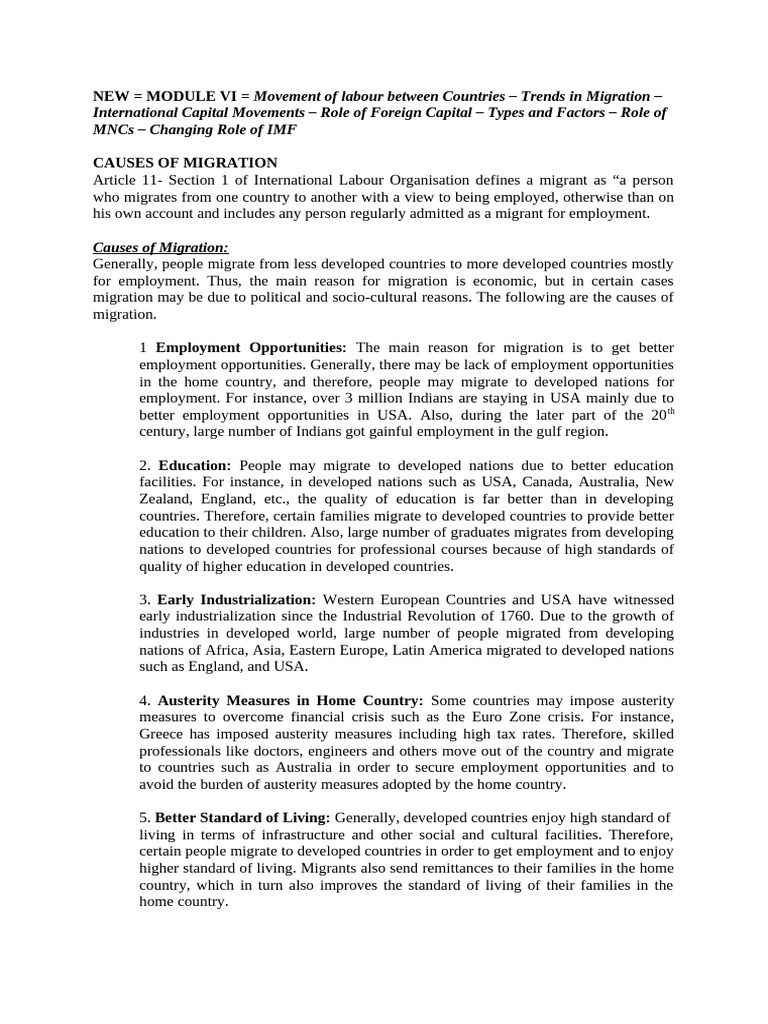 MCom - Eco - Causes of Migration | PDF | Human Migration | Bonds (Finance)