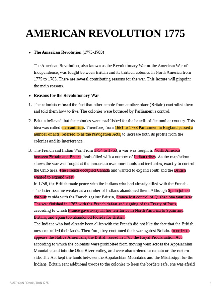 American Revolution 1775 | PDF | American Revolutionary War | American ...