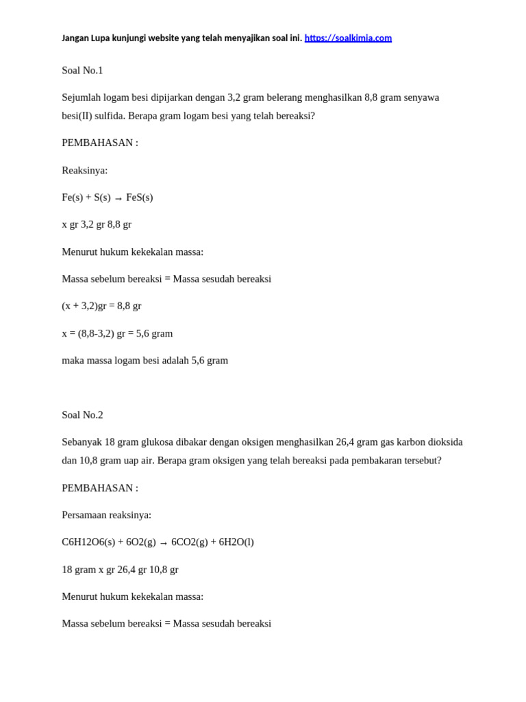 Soal Hukum Dasar Kimia | PDF