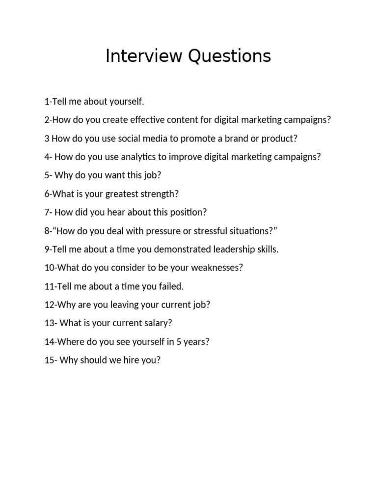 Interview Questions | PDF