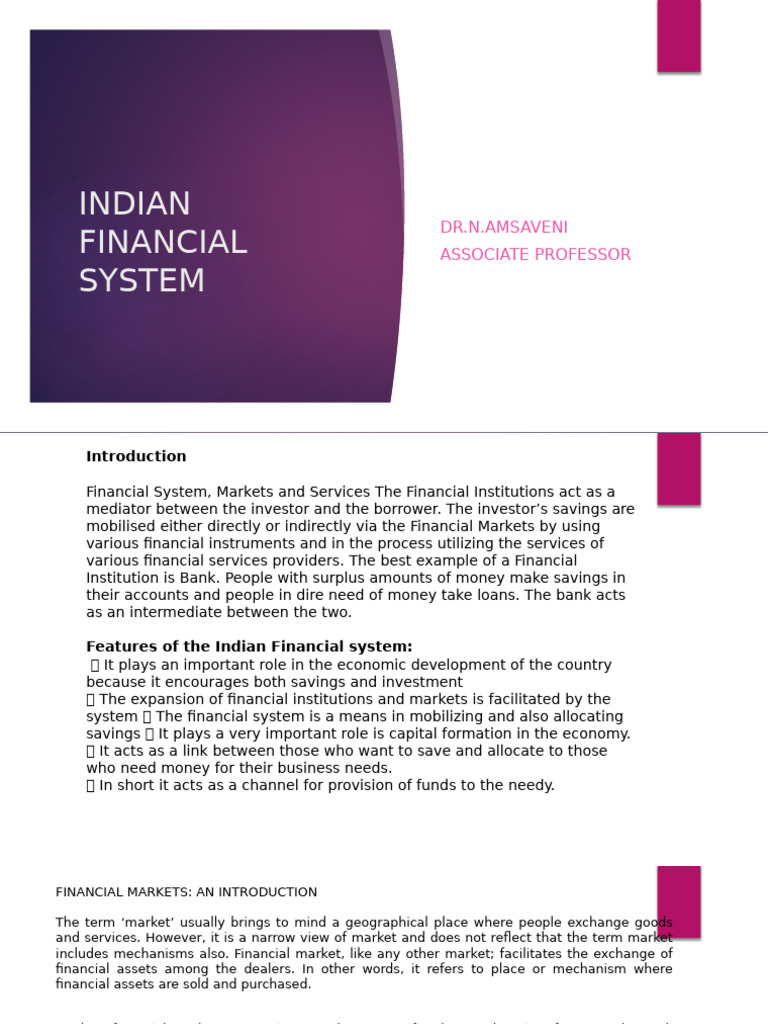 Overview of the Indian Financial System | PDF | Financial Markets ...