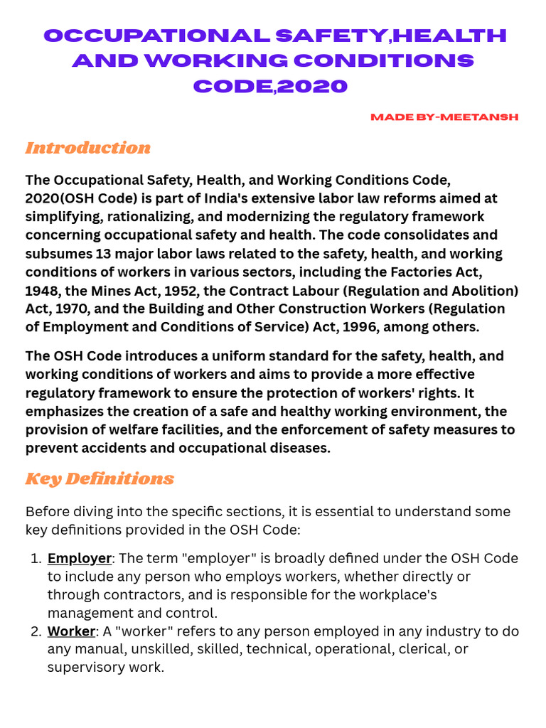 Workplace Safety Code Explained | PDF | Occupational Safety And Health ...