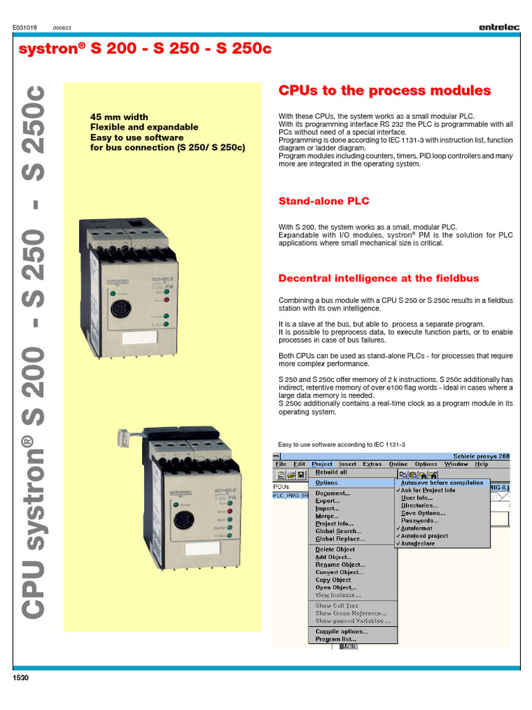 Systron S200 PM Entrelec | PDF | Programmable Logic Controller | Power ...