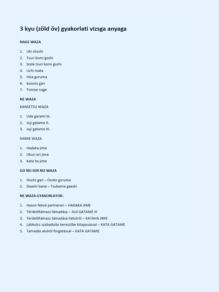 3 Kyu Gyakorlat | PDF