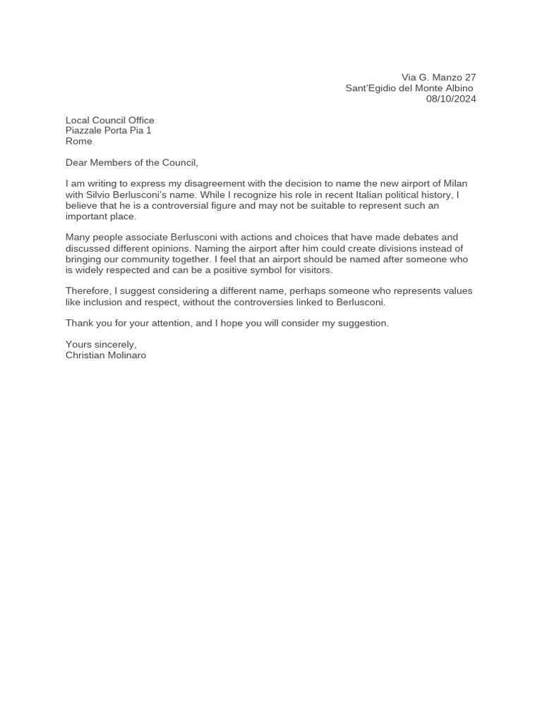 Esercizio lettera formale | PDF