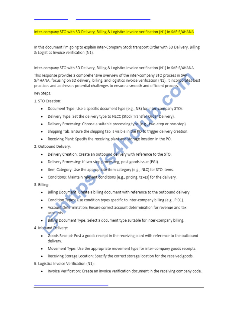 Inter-Company STO With SD Delivery, Billing & LIV | PDF | Invoice | Receipt