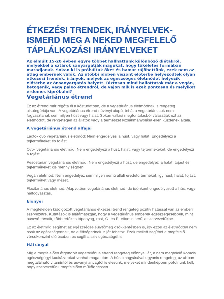 Étkezési Trendek | PDF