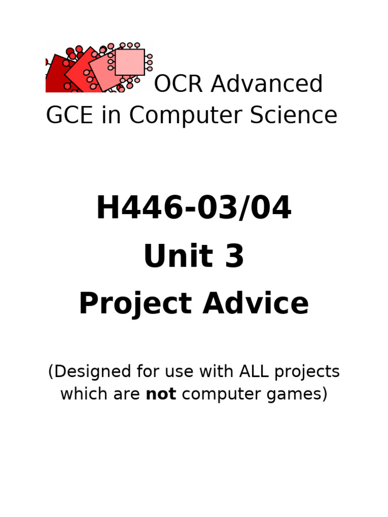 H446-03 Project Advice - All Projects Except Games | PDF | Usability | Computer Programming