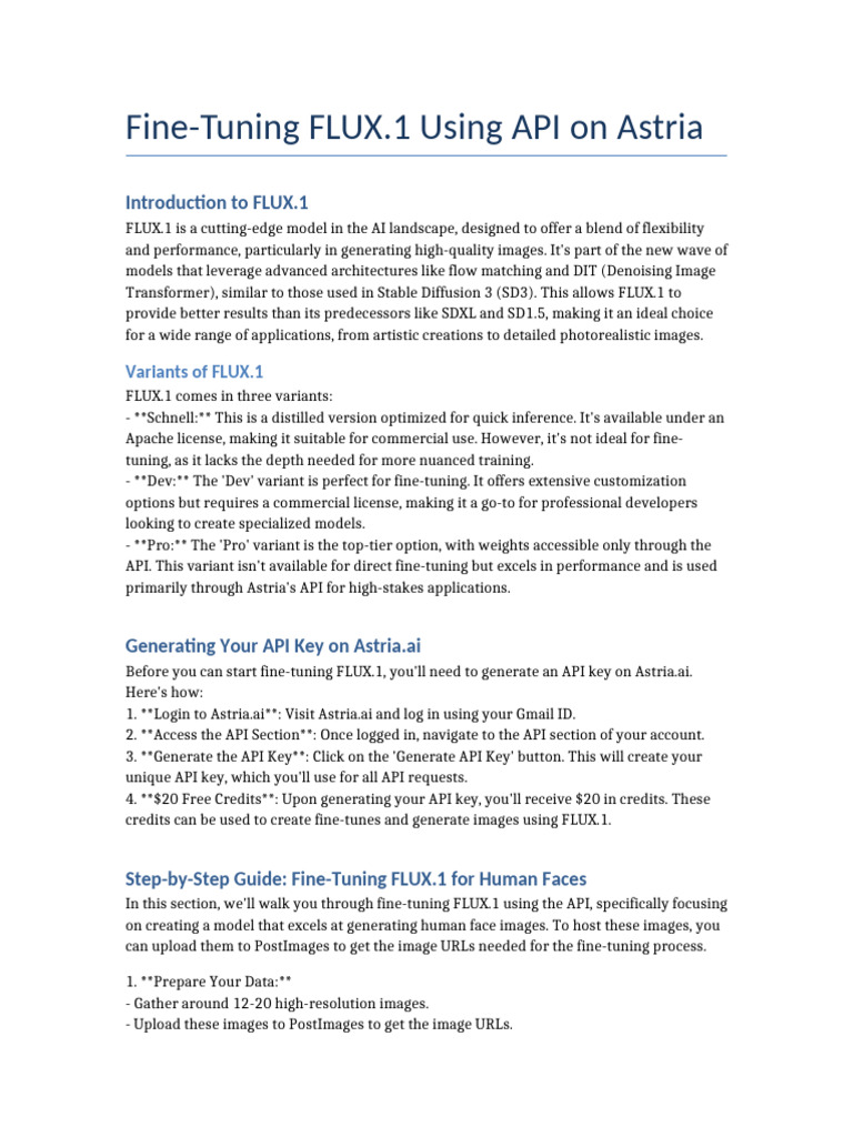 Fine-Tuning FLUX1 API Astria | PDF | Software | Computing