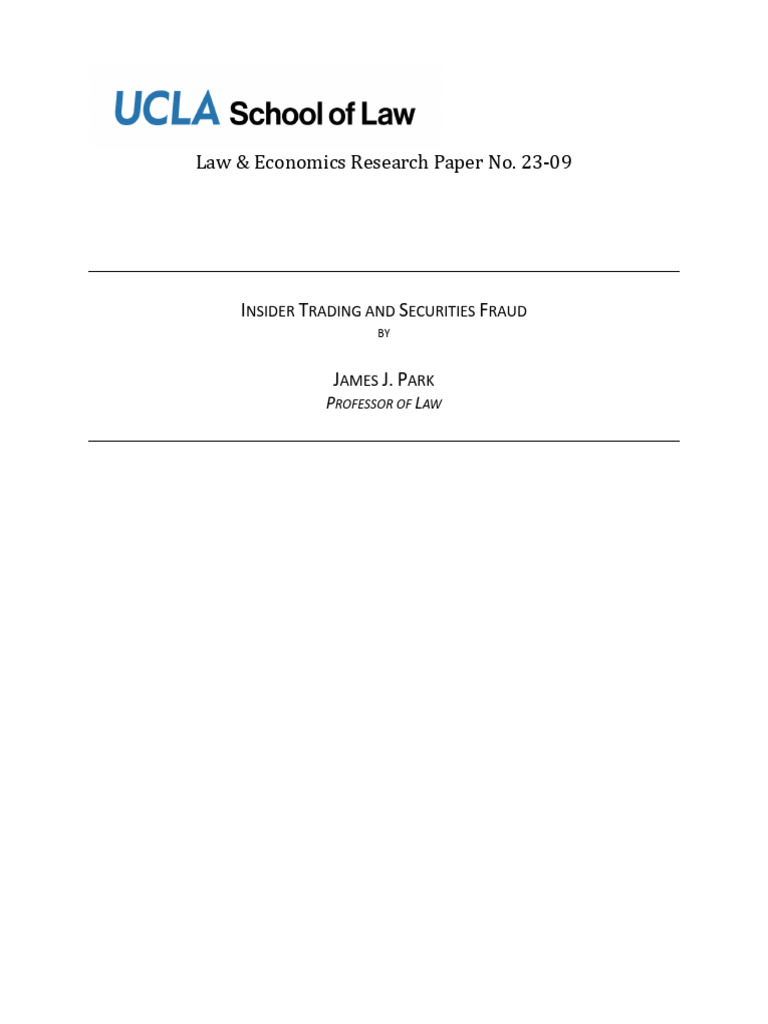 SSRN Id4702723 Code109222 | PDF | Sec Rule 10b 5 | Insider Trading
