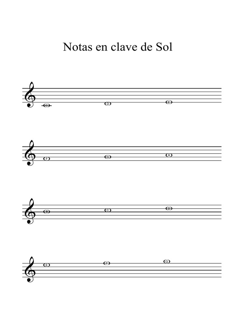 Notas en Clave de Sol | PDF