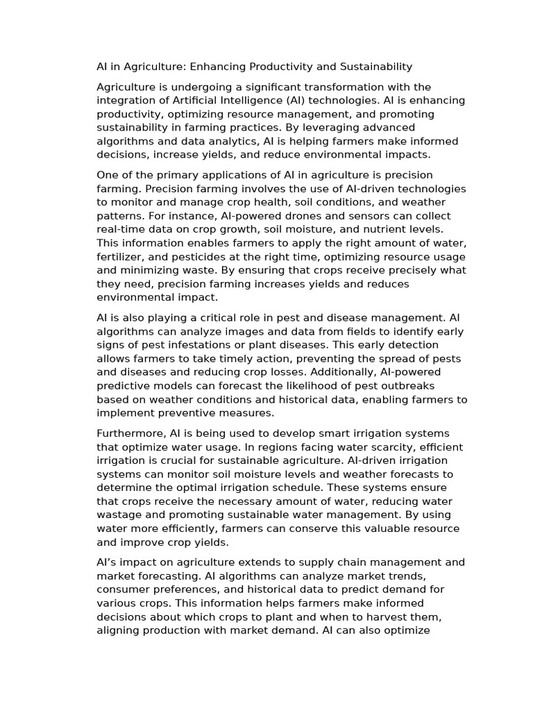 AI in AG | PDF | Agriculture | Artificial Intelligence