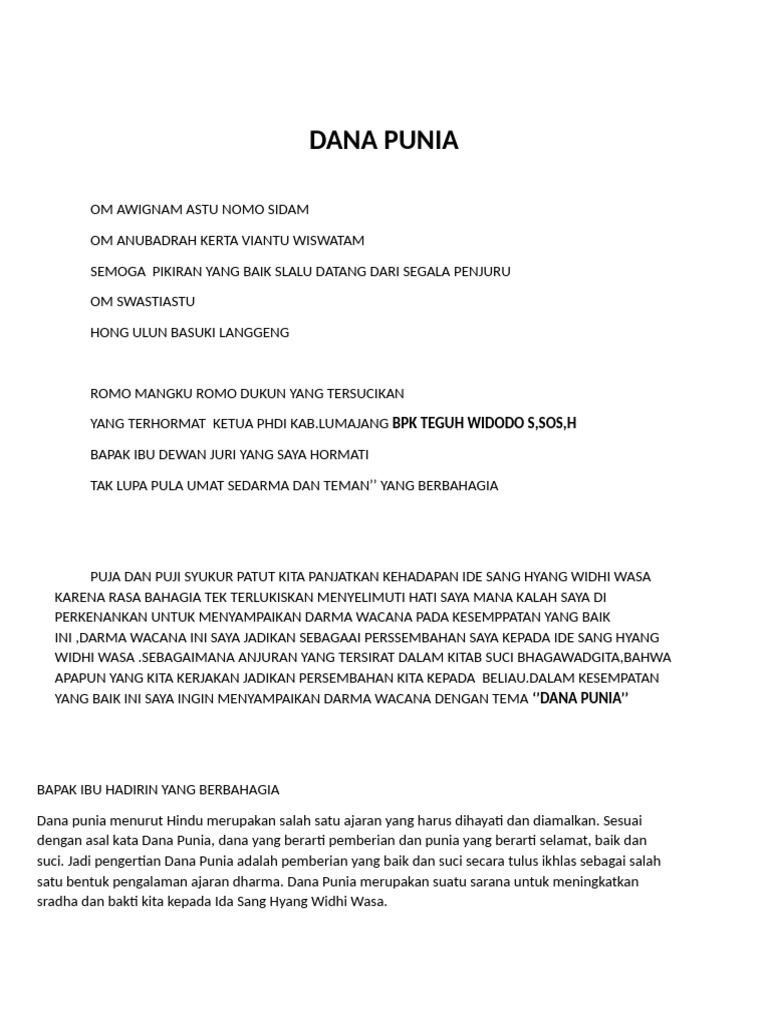 Darma Wacana Dana Punia | PDF