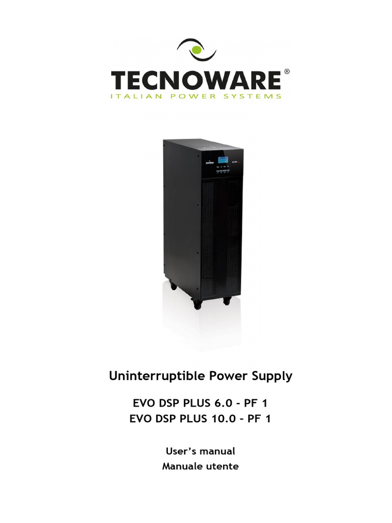 UPS - Tecnoware Evo DSP Plus 6 10kva pf1 User Manual | PDF | Power ...