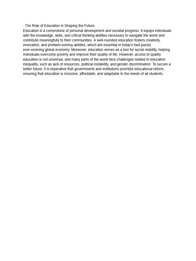 Education's Impact on Future Development | PDF