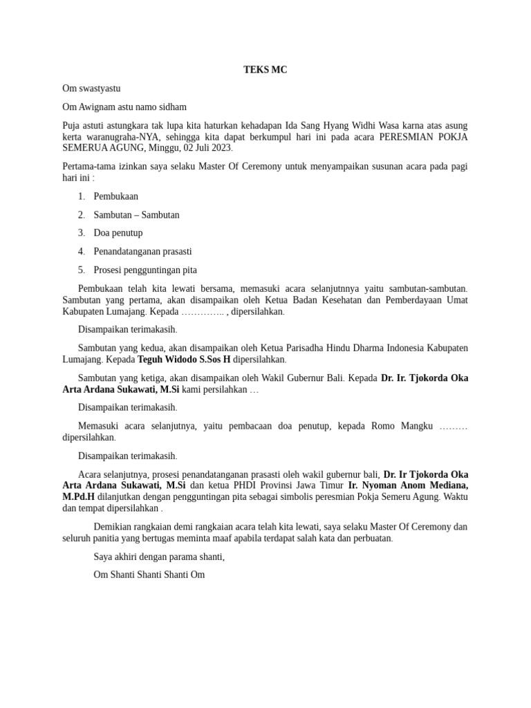 Peresmian Pokja Semeru Agung 2023 | PDF