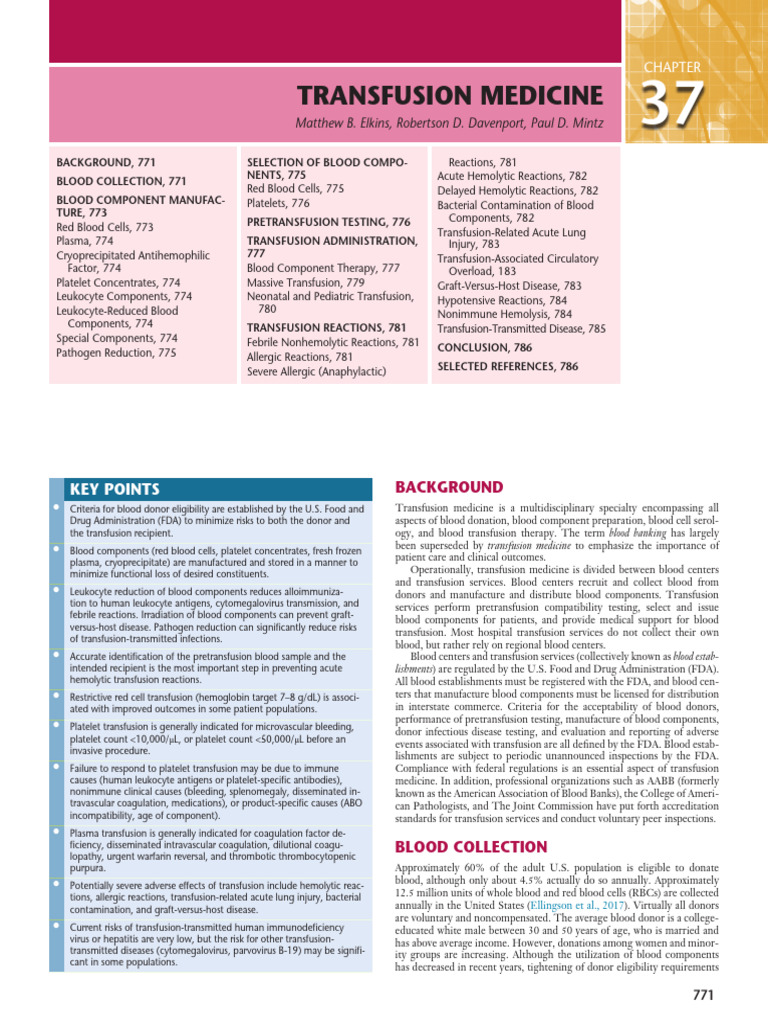 Transfusion Medicine Overview and Practices | PDF | Blood Transfusion ...