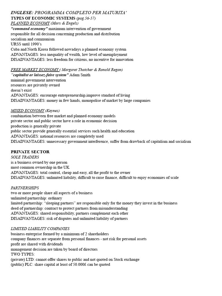 Inglese Programma Completo Per Maturita' | PDF | Microcredit | Globalization
