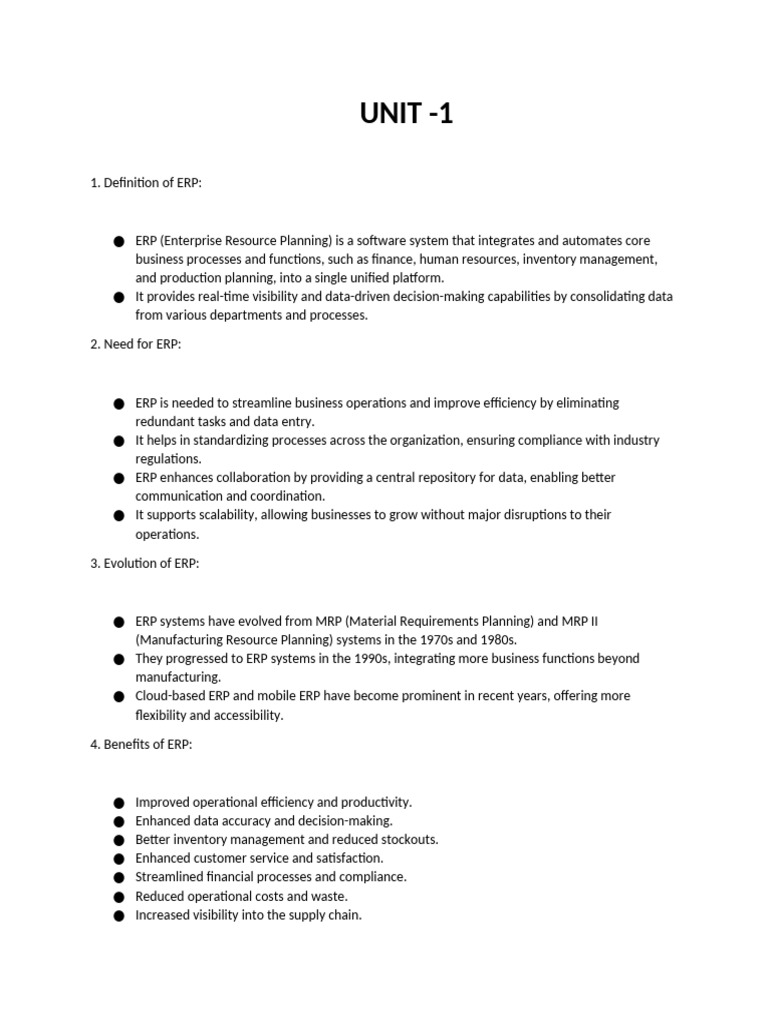 ERP-Notes-1 | PDF | Enterprise Resource Planning | Project Management