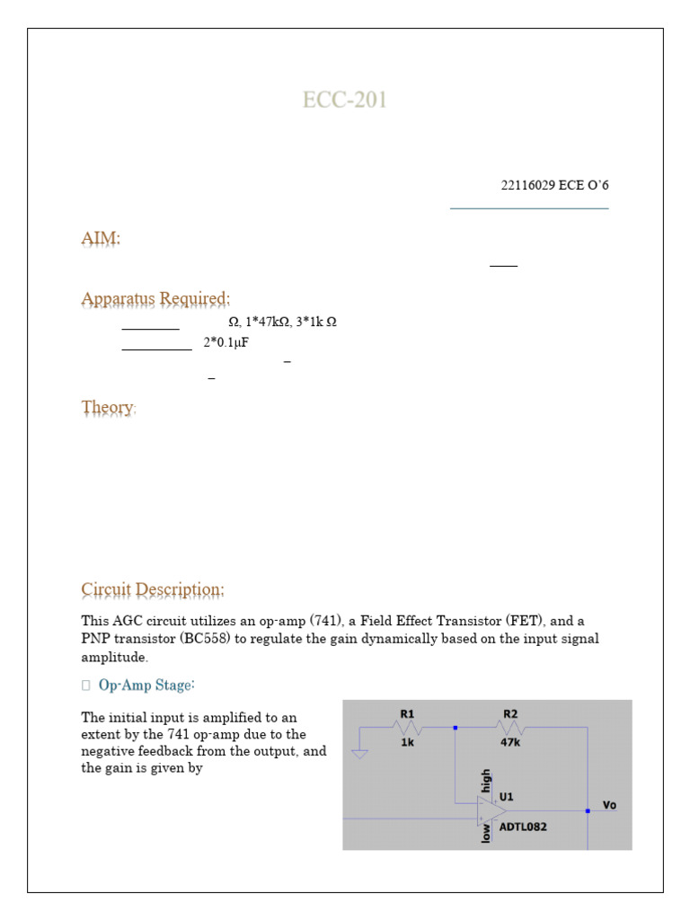 35 Noise-1 Automatic Gain Control 22116029 Mohith Reddy | PDF | Operational Amplifier | Rectifier