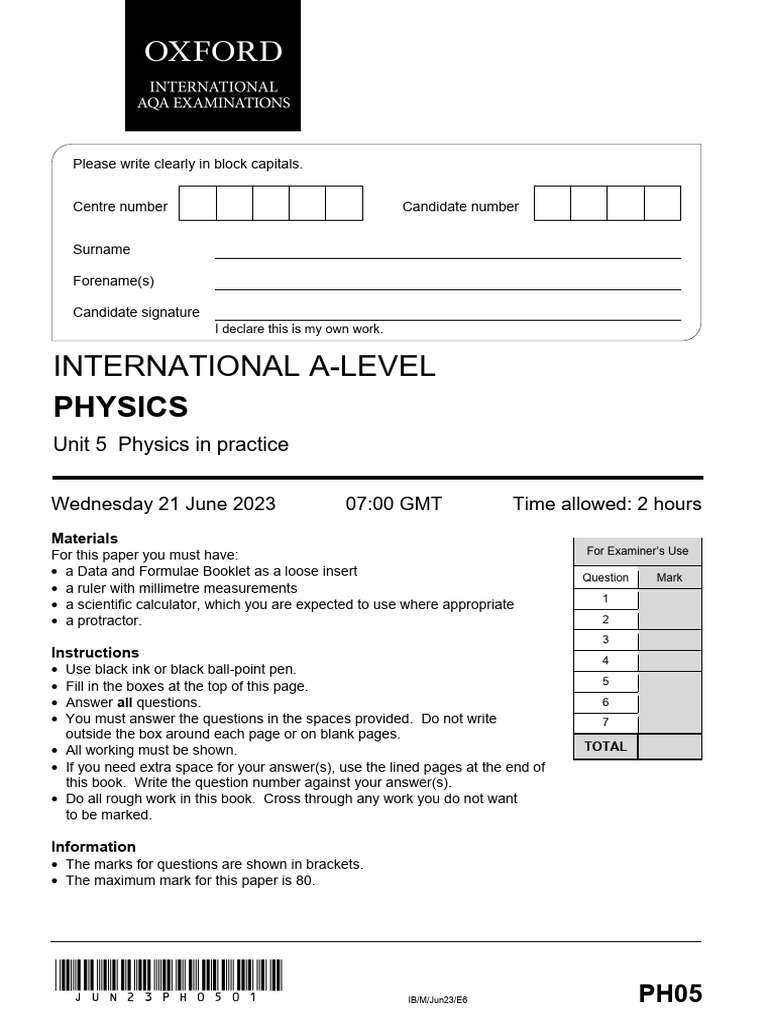 PH05 QP InternationalPhysics A 21jun23 07 00 GMT | PDF | String Instruments | Light Emitting Diode