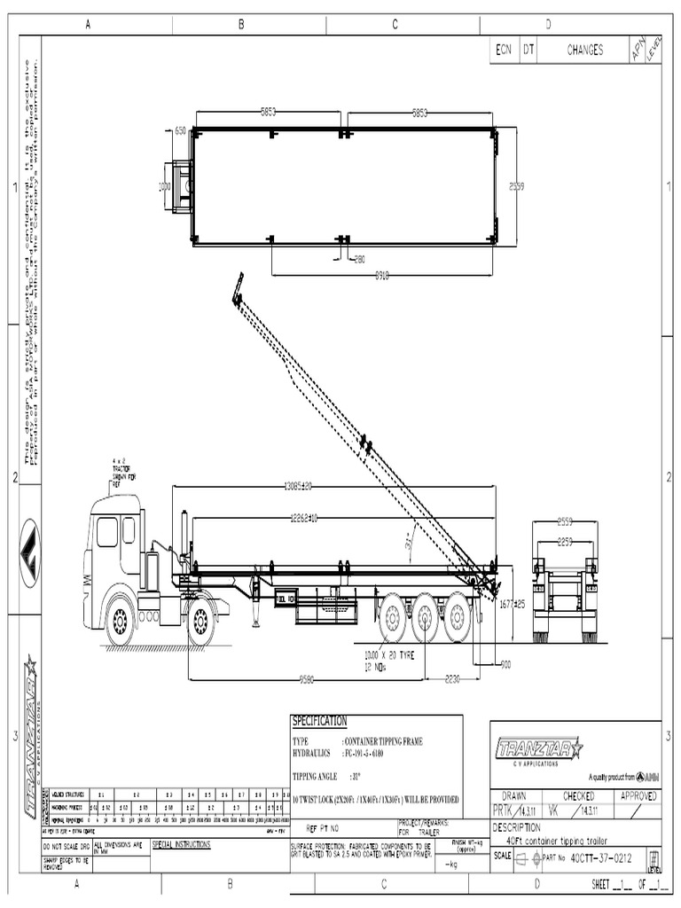 40ft Container Tipping Semi-Trailer Specs | PDF | Trailer (Vehicle ...
