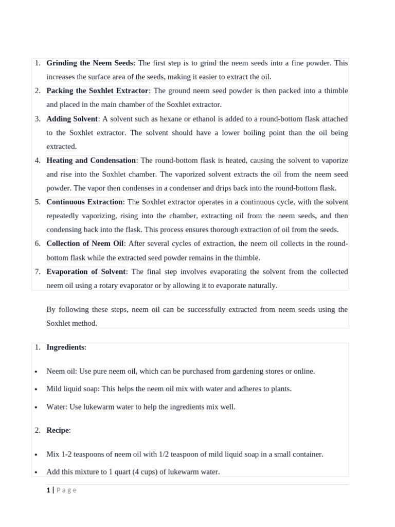 Neem Oil Extraction via Soxhlet Method | PDF | Spectroscopy ...